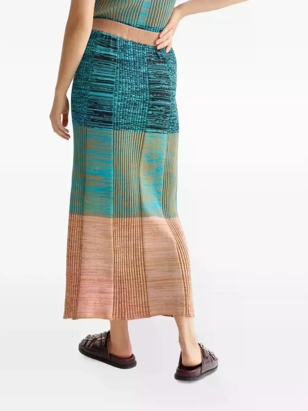 Scotch & Soda Ribbed-knit Colour-block Maxi Skirt