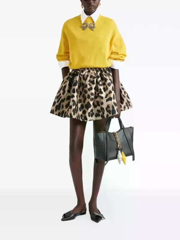 Givenchy Leopard Jacquard Pleated Mini Skirt