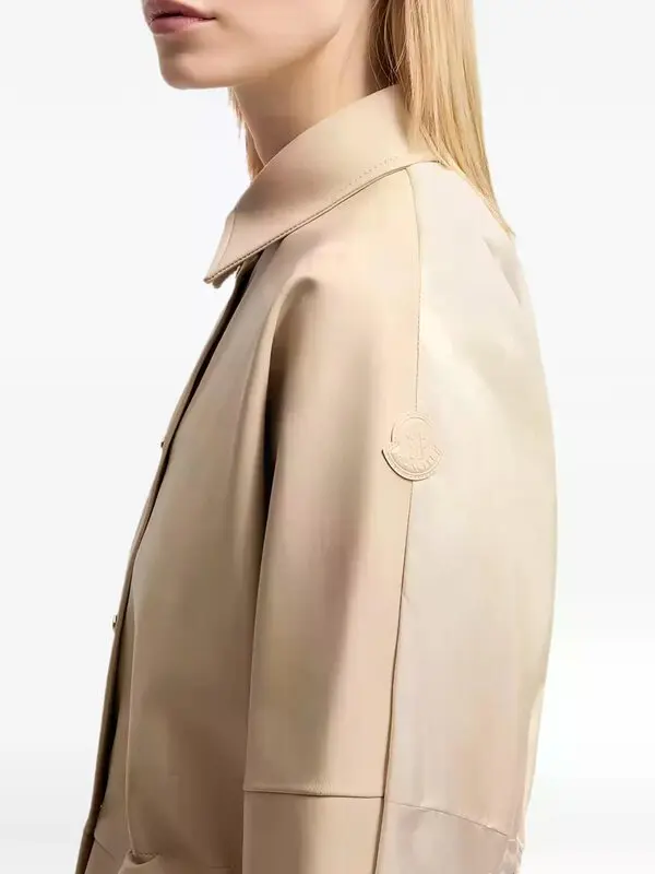 Moncler Leather Long-sleeve Shirt - Neutrals