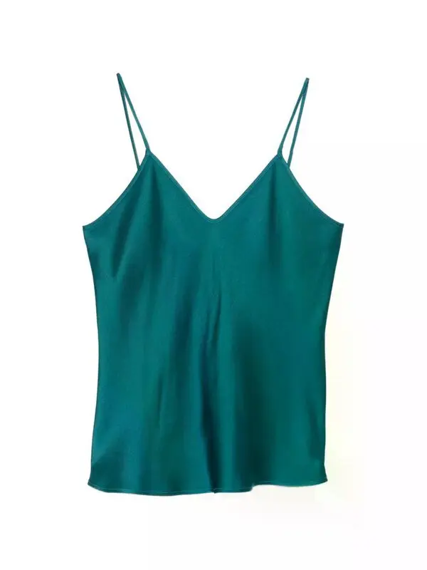 Max Mara V-neck Sleeveless Satin Top - Blue