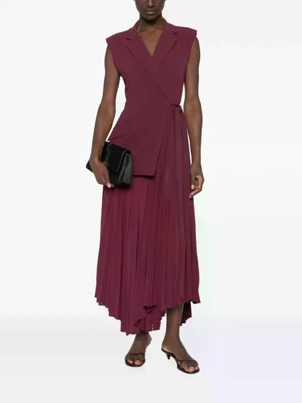 Simkhai Pleated Asymmetric Hem Midi Dress