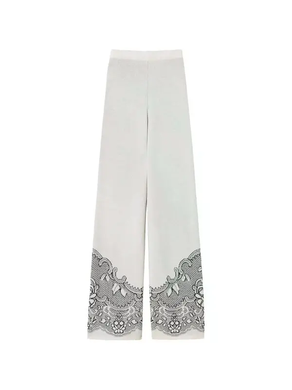 TWINSET Jacquard Wool-blend Knit Palazzo Trousers