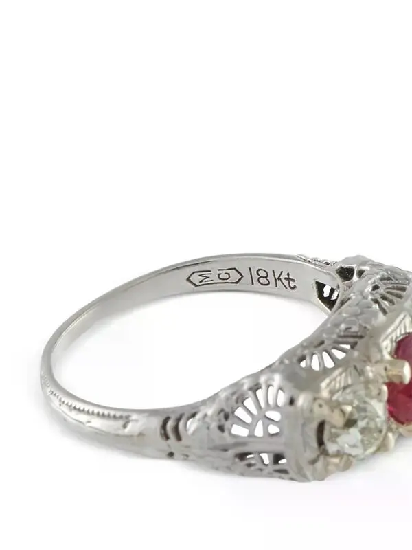 LB EXCLUSIVE 18k White Gold Oval Ruby And Old European-cut Diamond Ring