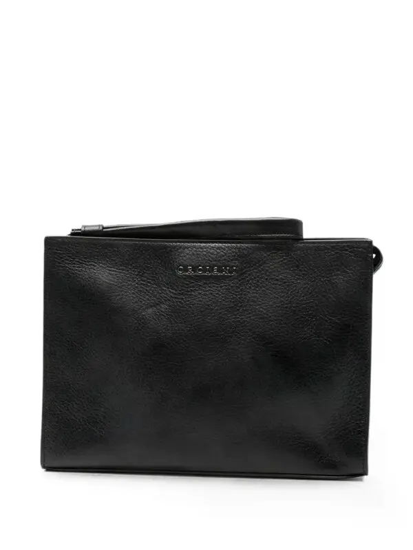 Orciani Logo-plaque Grained-leather Clutch Bag