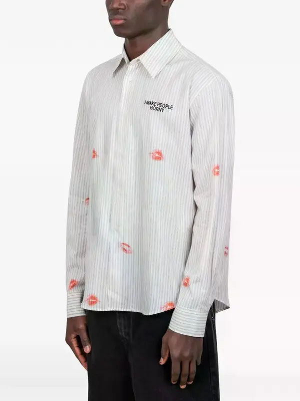 CARNE BOLLENTE Striped Lips Print Shirt