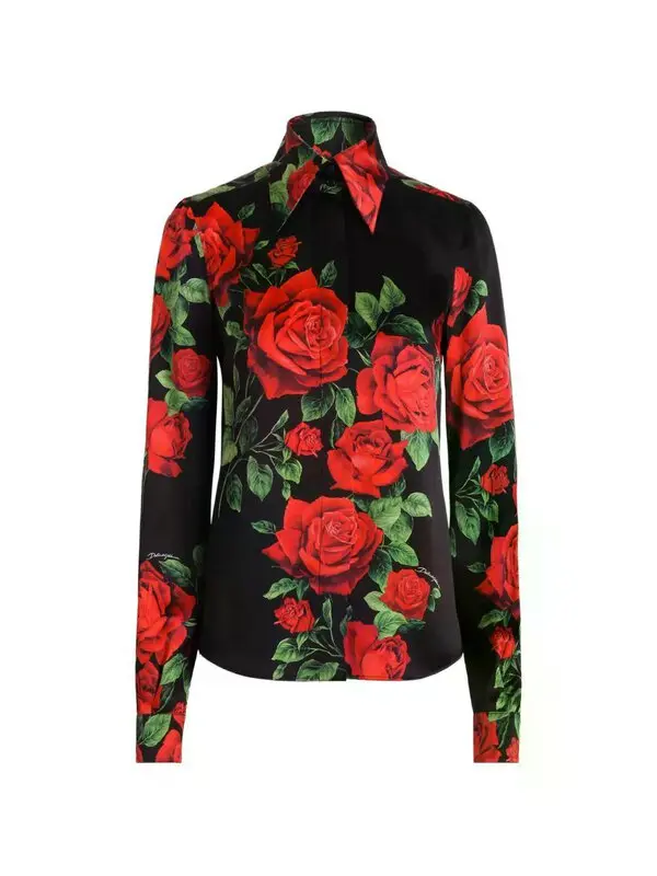 Dolce & Gabbana Rose-print Silk Shirt