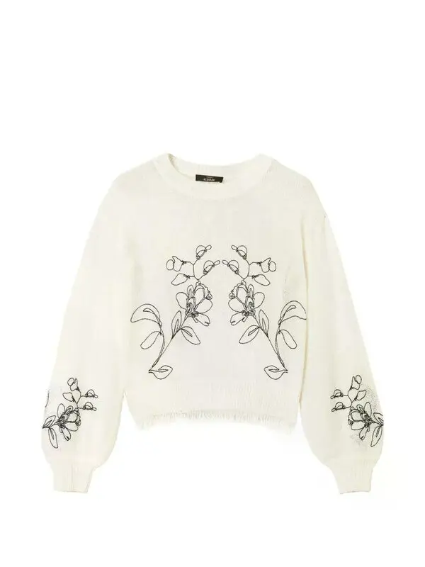 TWINSET Jumper With Floral Embroidery And Fringes