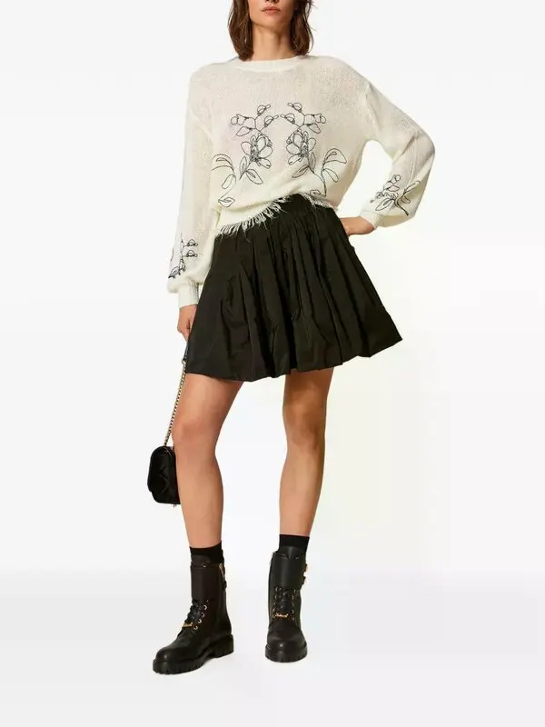 TWINSET Jumper With Floral Embroidery And Fringes
