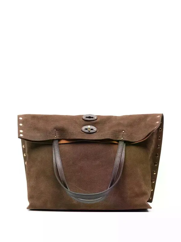 ZANELLATO Medium A'spasso Shoulder Bag With Stud Embellishments - Brown