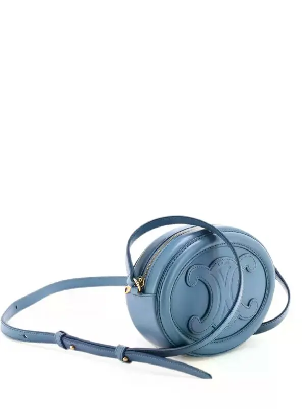 Celine Triomphe Oval Leather Mini Crossbody Bag - Blue