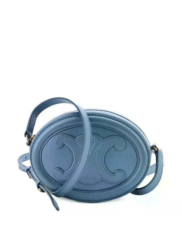 Celine Triomphe Oval Leather Mini Crossbody Bag - Blue