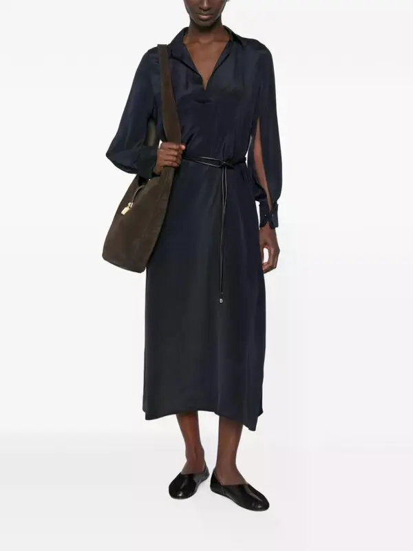 Max Mara Silk Slit-sleeve Midi Dress