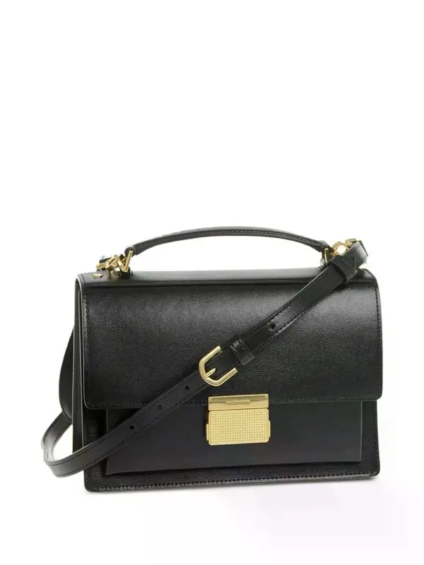 GOLDEN GOOSE Venezia Bag In Boarded Leather With Gold Details - Black