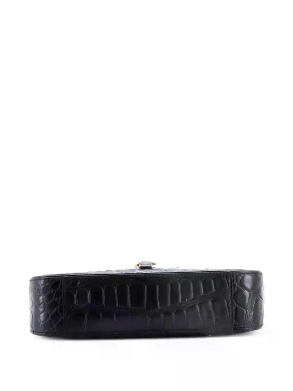 Saint Laurent Le 5 A 7 Croc Effect Leather Hobo Bag - Black