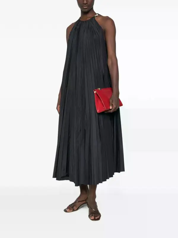 Max Mara Pleated Crystal-embellished Maxi Dress