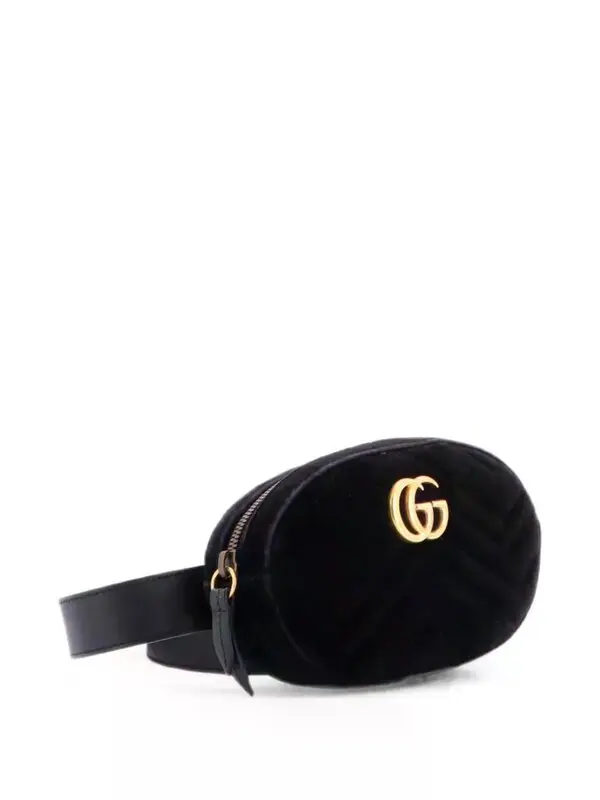 Gucci Gg Marmont Matelasse Velvet Belt Bag - Black