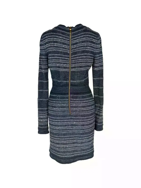 Balmain V-neck Striped Knit Dress