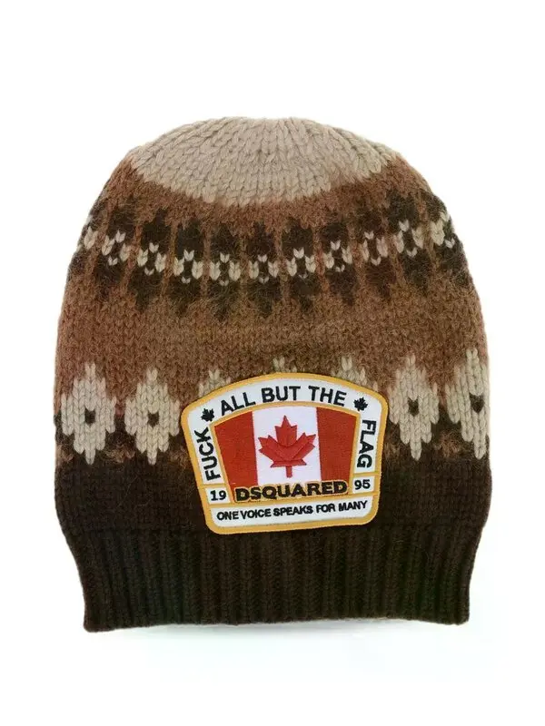 Dsquared2 Canadian Flag Jacquard Knit Beanie