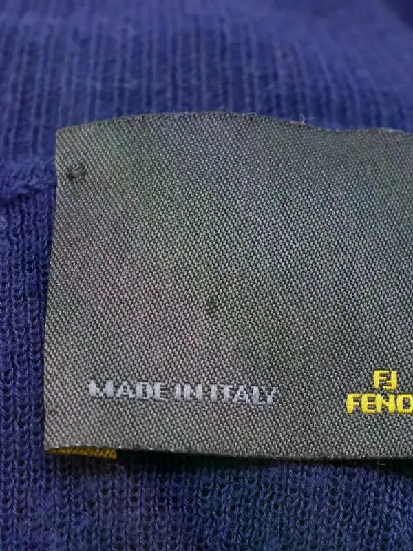 Fendi Navy Cotton Half-buttoned Fitted Sweater