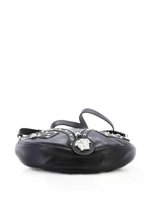 Versace Repeat Studded Leather Small Hobo Bag
