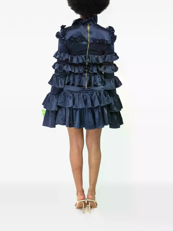Off-White Ruffle-trimmed Satin Mini Dress