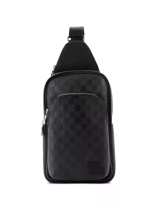 LOUIS VUITTON Avenue Sling Bag Nm Damier Infini Leather Crossbody Bag - Black