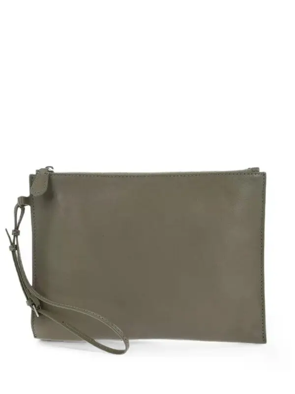 THE ROW Leather Envelope Bag Sage With Wrist Strap