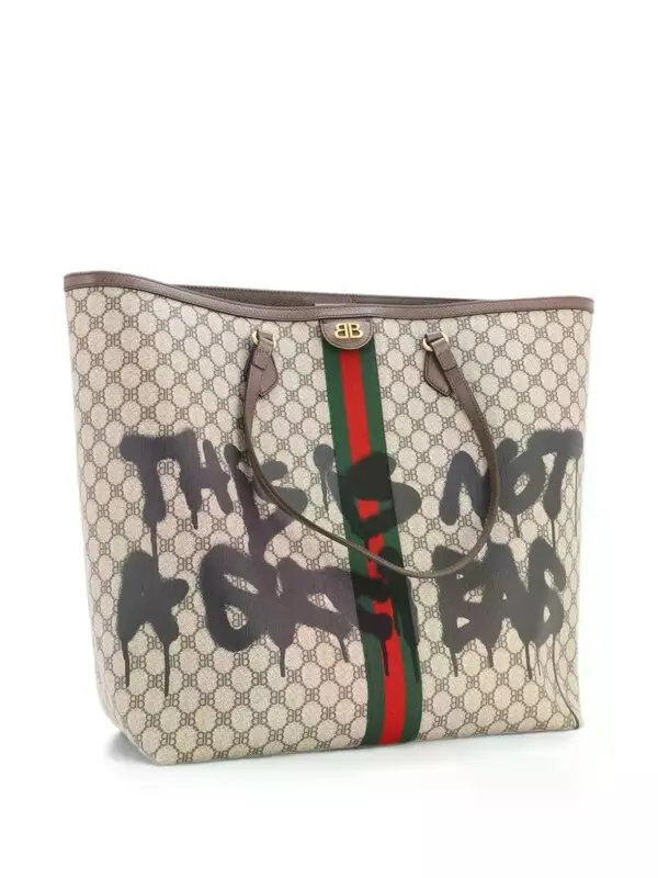Balenciaga X Gucci The Hacker Project Graffiti Bb Coated Canvas Large Tote Bag