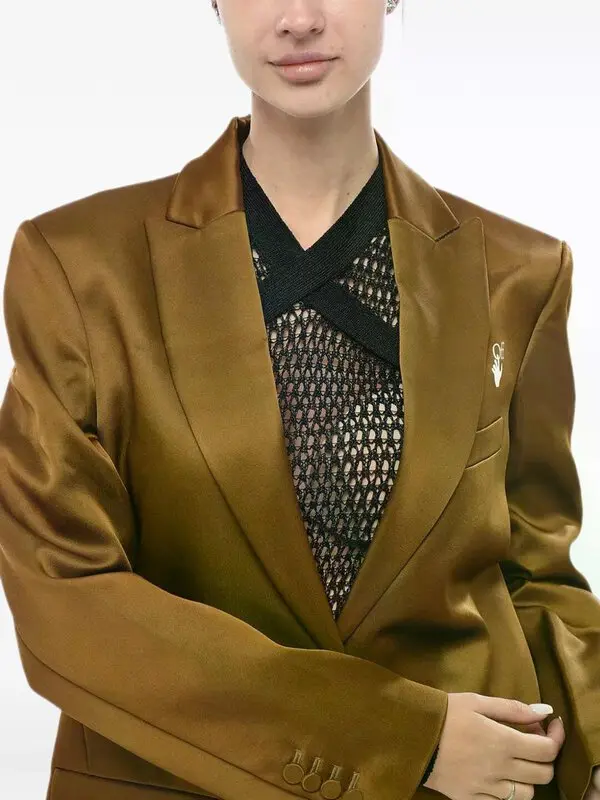 Off-White Satin Flap-pocket Blazer