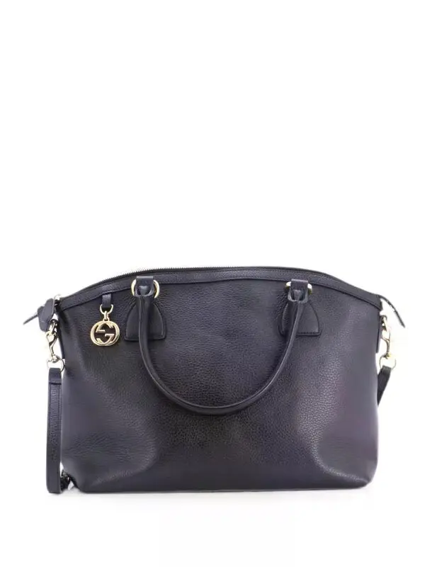 Gucci Gg Charm Convertible Dome Satchel - Black
