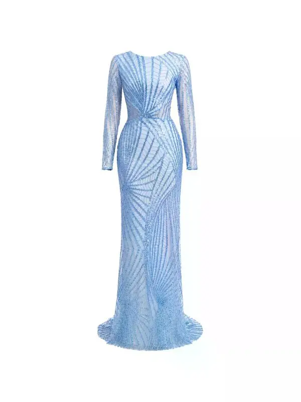 GEMY MAALOUF Beaded Sequin-embellished Floor-length Dress