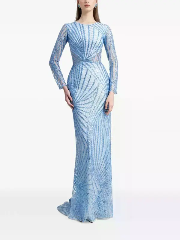 GEMY MAALOUF Beaded Sequin-embellished Floor-length Dress