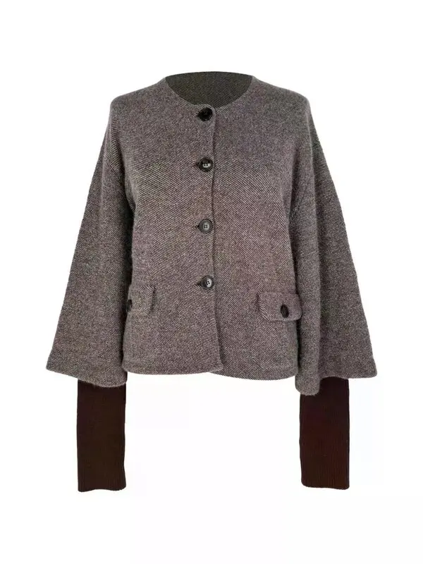 Dior Wool Knitted Layered Sleeve Button-front Jacket