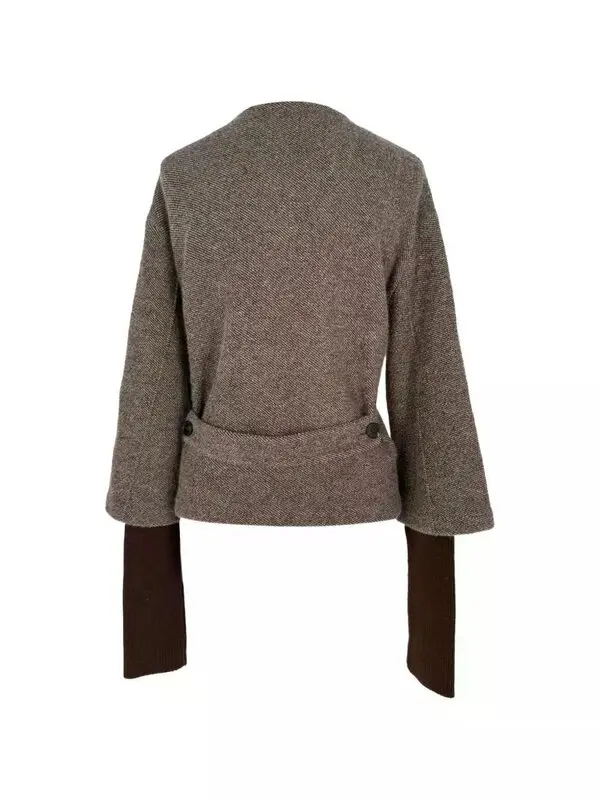 Dior Wool Knitted Layered Sleeve Button-front Jacket