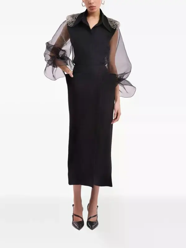 GEMY MAALOUF Beaded-shoulder Puff-sleeve Top