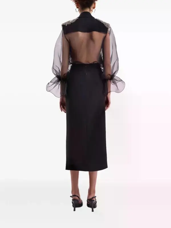 GEMY MAALOUF Beaded-shoulder Puff-sleeve Top