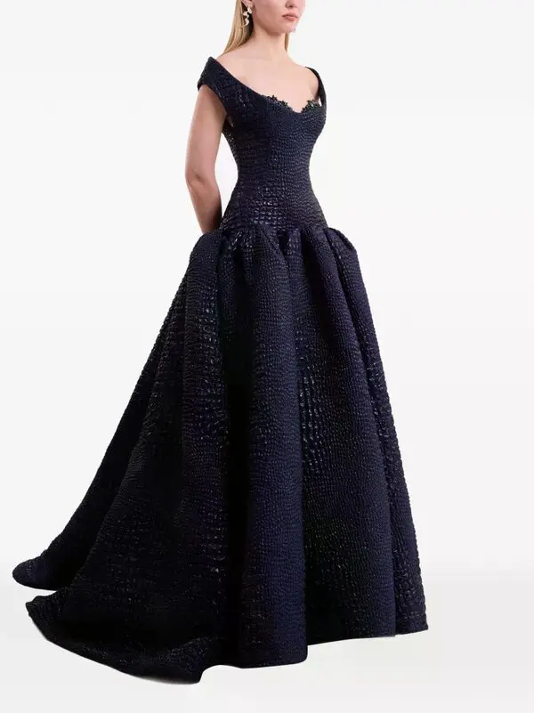 GEMY MAALOUF Off-shoulder Sweetheart Dress With Crocodile-effect Texture