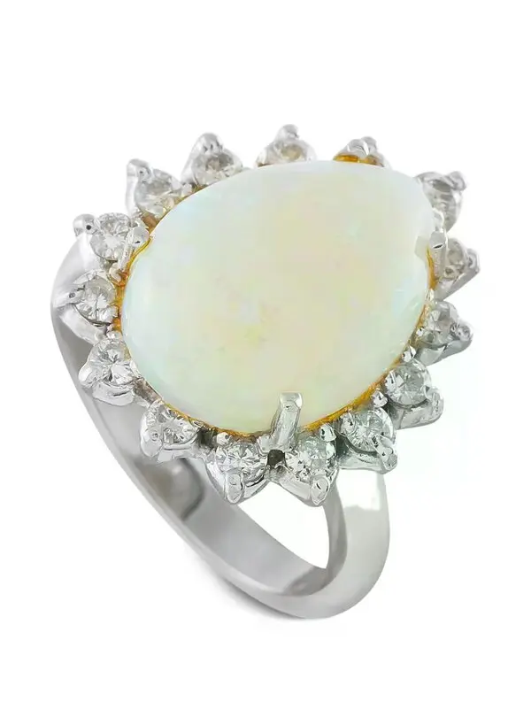 LB EXCLUSIVE 18k White Gold Opal And Diamond Ring - Silver