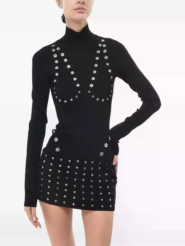 Off-White Eyelet-embellished Knit Mini Dress