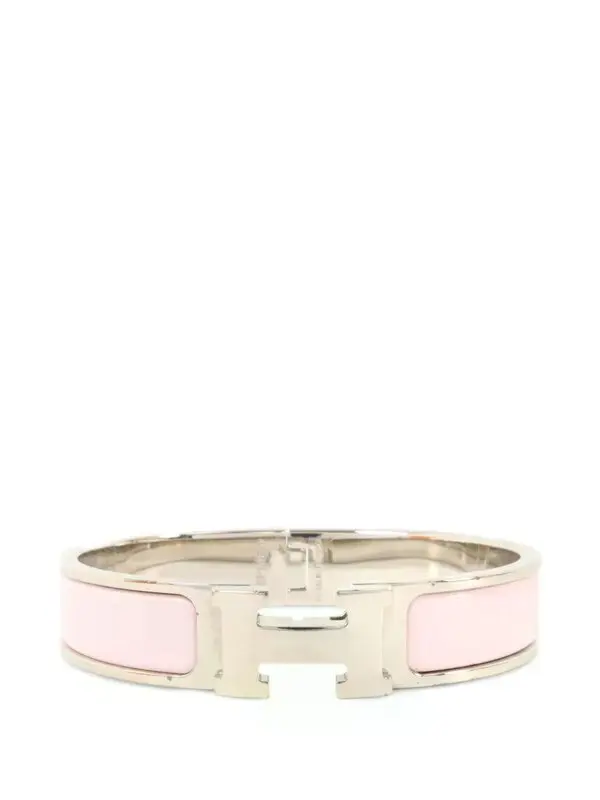 Hermès Plated Clic H Bracelet With Signature H Logo - Silver