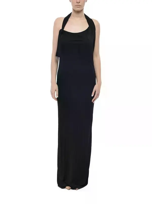 Saint Laurent Halterneck Open-back Maxi Dress With Cowl Neck - Black
