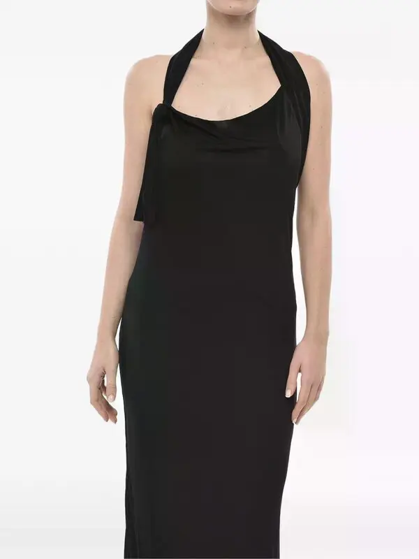 Saint Laurent Halterneck Open-back Maxi Dress With Cowl Neck