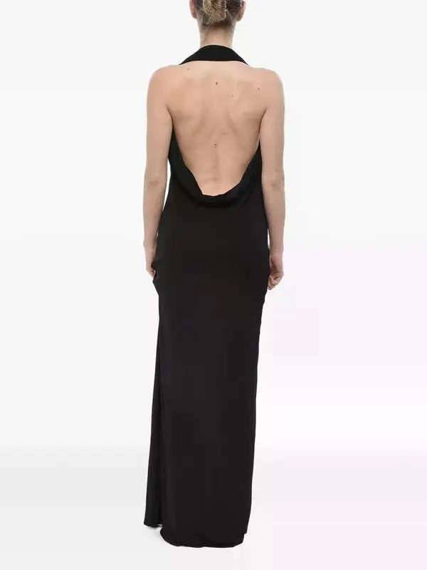 Saint Laurent Halterneck Open-back Maxi Dress With Cowl Neck