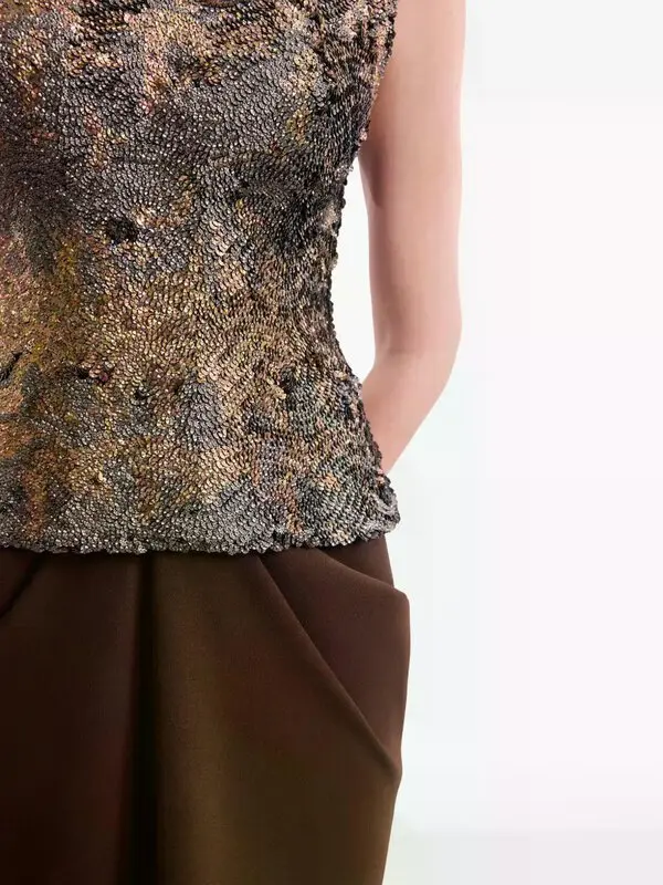 GEMY MAALOUF Textured Bodice Draped Maxi Dress