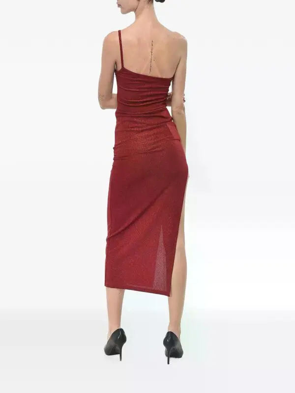 Off-White One-shoulder Logo Print Midi Dress