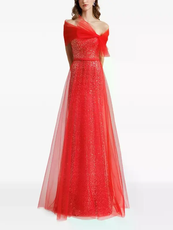 GEMY MAALOUF Embellished Bow Detail Gown
