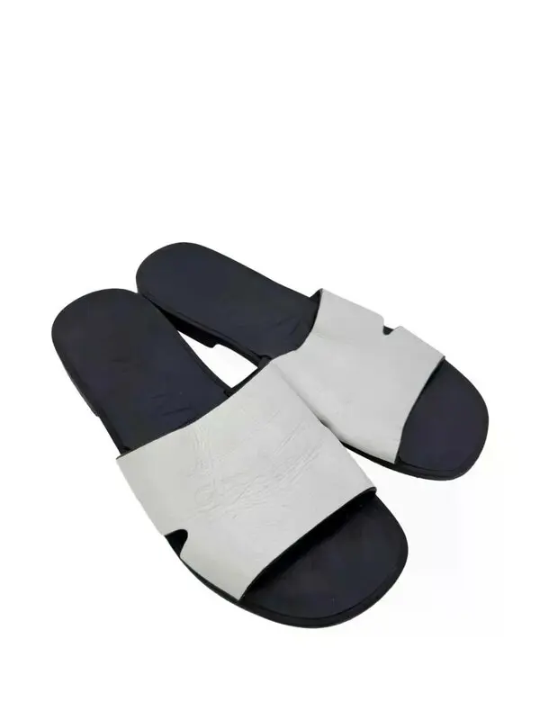 Loewe Leather Logo Slide Sandals - White