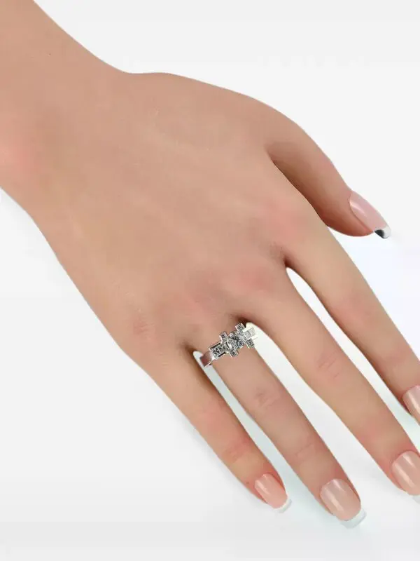 LB EXCLUSIVE 18k White Gold Diamond Geometric Ring