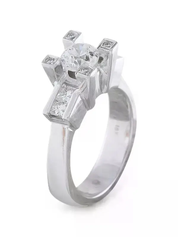 LB EXCLUSIVE 18k White Gold Diamond Geometric Ring