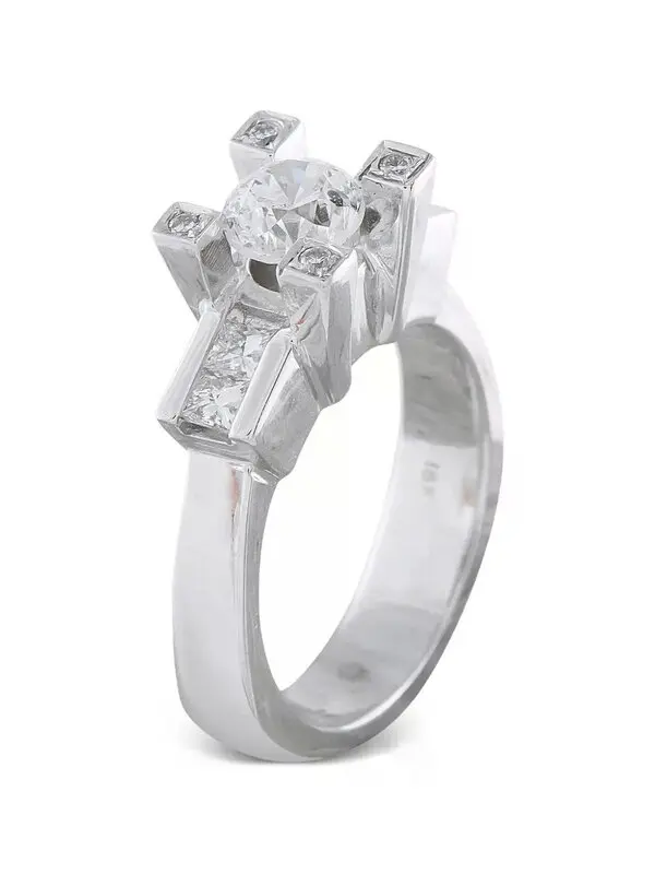 LB EXCLUSIVE 18k White Gold Diamond Geometric Ring